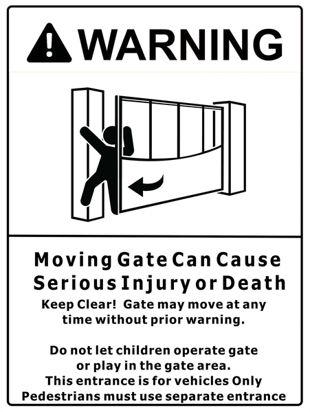 Warning Moving Gate Sign 150 x 200mm - customisable – IN2 Access ...