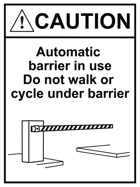 Caution Automatic Barrier In Use Sign 150 x 200mm - customisable – IN2 ...